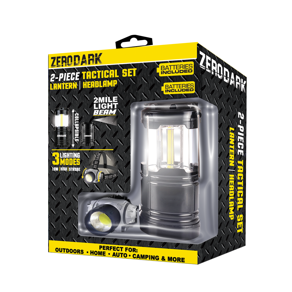ZERODARK - 2 PIECE TACTICAL SET - COLLAPSIBLE LANTERN + HEADLAMP ...